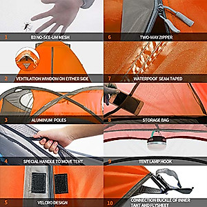 BISINNA 2/4 Person Camping Tent Lightweight Backpacking Tent Waterproof Windproof Two Doors Easy Setup Double Layer Outdoor Tents for Family Camping Hunting Hiking Mountaineering Travel