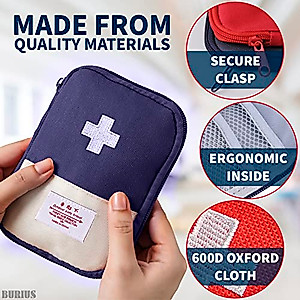 BURIUS Empty First Aid Bag Emergency Kit - 2Pcs Travel Size Survival Kit Small Medicine Bag, 7.1х5.1inch size, Office First Aid Kit Outdoor First Aid Kit For Car - Home First Aid Empty Medicine Bag