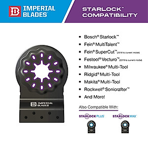 Imperial Blades IBSL300-10 Starlock 1-3/8" Standard Wood & Nails Oscillating Multi-Tool Blade, 10PC