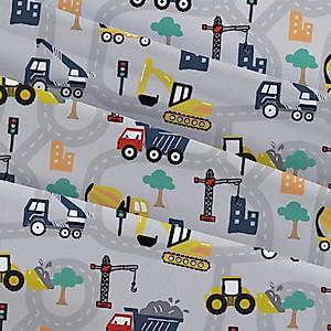 Softan Bed Sheet Set for Kids Boys, Twin Size Kids Sheets Microfiber Kids Fitted Sheet, Breathable & Silky Soft Feeling Kids Sheet Set 3 PCs Excavator Kids Twin Bed Sheet