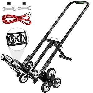 BestEquip Stair Climbing Cart 460lbs Capacity, Portable Folding Trolley with 6 Wheels, Stair Climber Hand Truck with Adjustable Handle for Pulling, All Terrain Heavy Duty Dolly Cart for Stairs