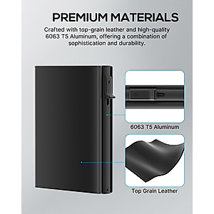 Mens Wallet Card Holder - Smart Wallet for Men, Pop Up Card Case, Top Grain Leather, RFID Blocking, Slim, Minimalist, Ultra Thin, Front Pocket, 9-14 Card Capacity | ID Window | Cash Slot (Black)