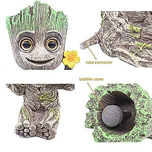 Ulifery Baby Groot Fish Tank Decorations with Bubbler, Small Fish Tank Decor, Toy Air Ornament Figurines Aerating Aquarium Decorations