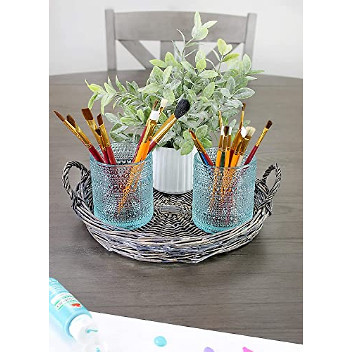 Darware Hobnail Drinking Glasses (12oz, 6pk, Blue); Old-Fashioned Beverage Glasses for Tabletop, and Bar Use and Candle Jars