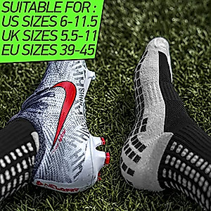 LUX Anti Slip Soccer Socks, Non Slip Football/Basketball/Hockey Sports Grip Pads Socks White Large