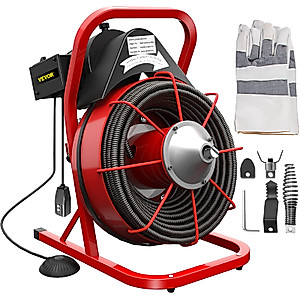 VEVOR 75Ft x 3/8Inch Drain Cleaner Machine + Roebic FRK-1LB Foaming Root Killer