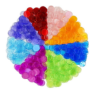 Hebayy 250 Transparent 8 Color Clear Bingo Counting Chip Plastic Markers (Each Measures 3/4 inch in Diameter)