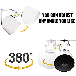 360 Degree Flexible Adjustment Wall Mount Holder Compatible with Google Nest Cam 2nd Generation,Metal Outdoor Wall Bracket Mounting Kit Camera Accessories fit for Google Nest Cam - White