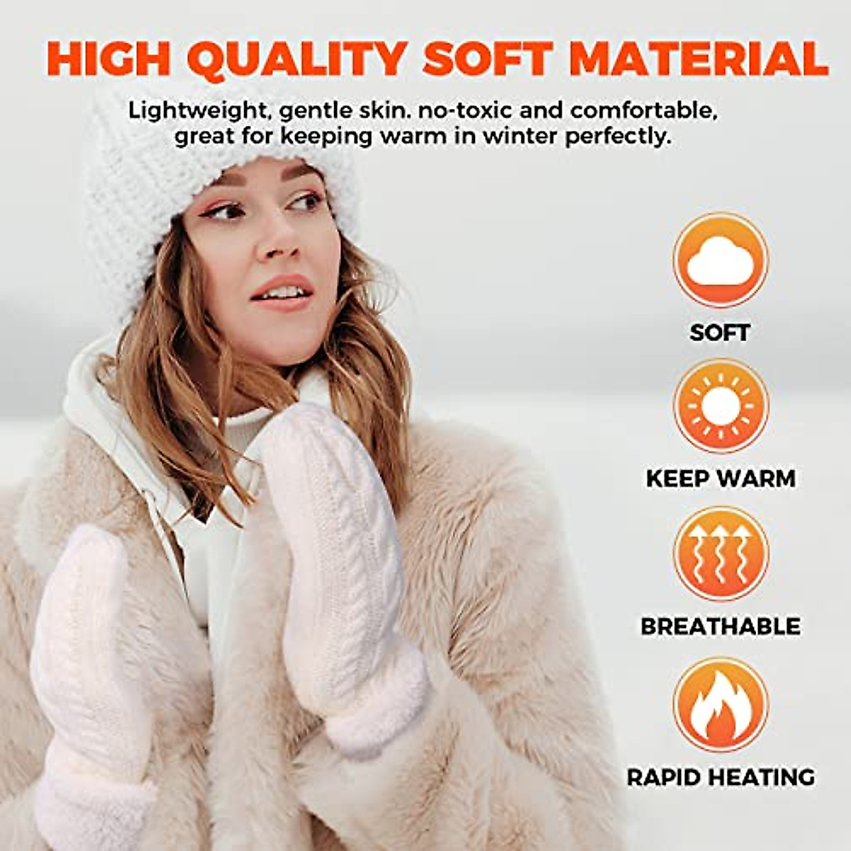 AURUZA Winter Warm Mittens for Women, Cozy Thick Knitted Gloves & Mittens Warm Soft Lining Cold Weather Accessories Gifts (Black)