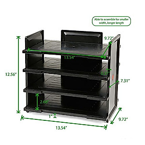Mind Reader 4 Tier Desktop Document and Folder Tray Organizer, Black