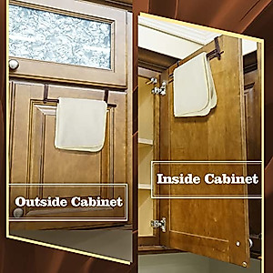 2 Pack Towel Rack for Cabinet Steel over Door Towel Rack Modern over Cabinet Towel Hanger Towel Bar Holder 9 Inch Storage Organizer for Universal Fit on Kitchen Bathroom over Cabinet Cupboard (Bronze)