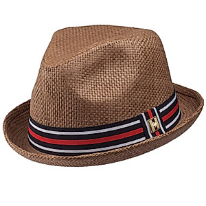 Peter Grimm Men's Standard Depp Natural Straw Fedora, Brown, XX-Large