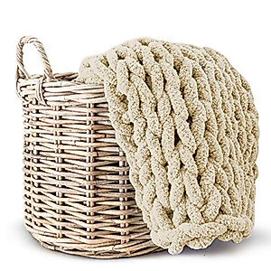 Lake Island Chunky Yarn Blanket NO Shedding Super Soft Chenille - Handmade 50"x60" Luxurious Chunky Throw Blanket for Bed, Sofa Chunky Knit Throw Boho Decor Thick Chunky Knit Blanket Throw Tan/Camel