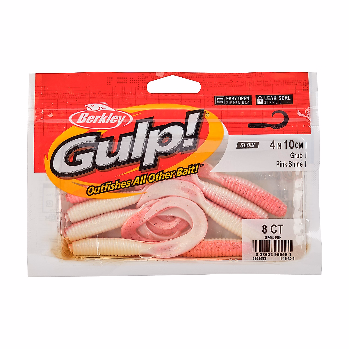 Berkley Gulp! Grub Fishing Soft Bait, Pink Shine, 4"