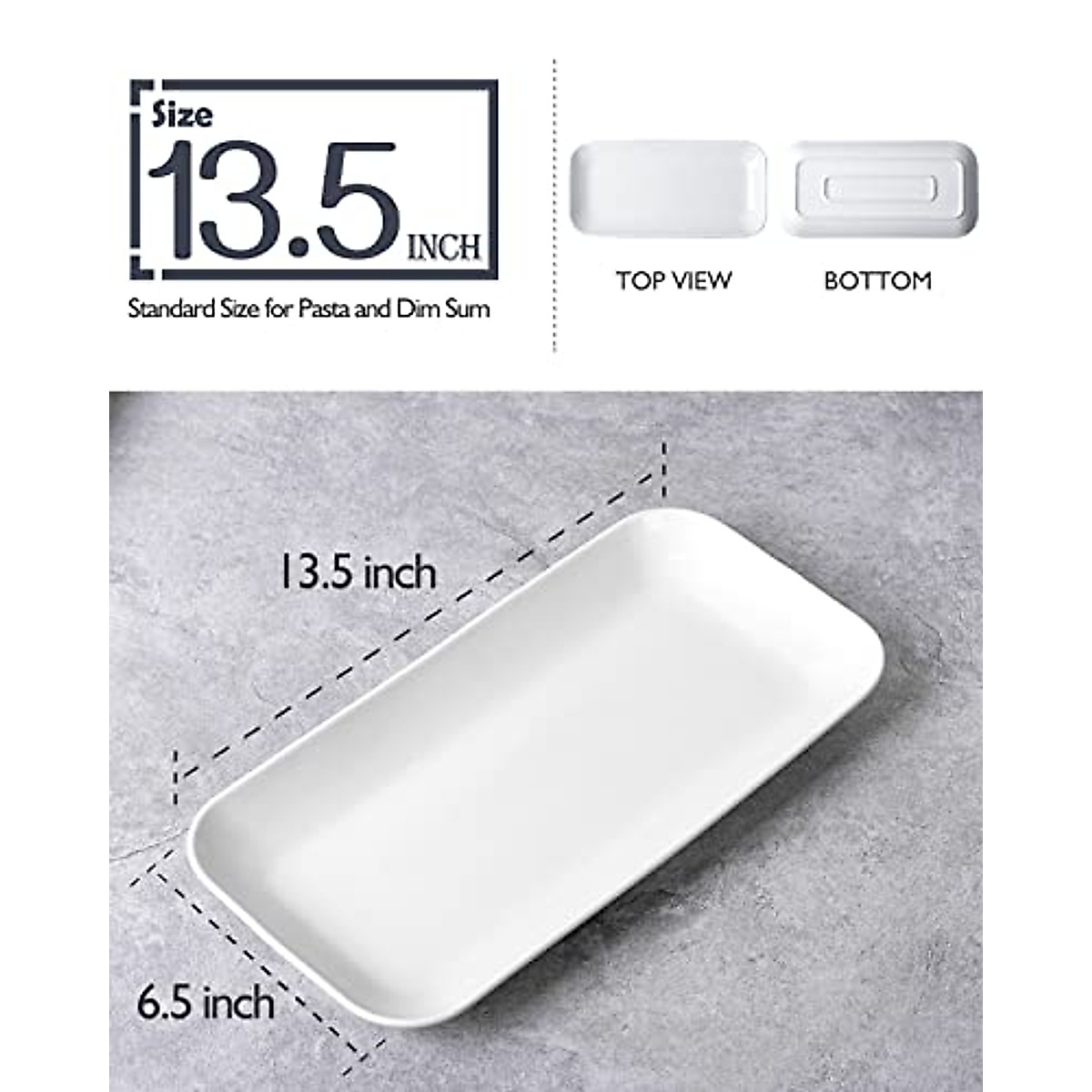 DELLING 13.5" Serving Platter Set of 4, Platters for Serving Food, White Serving Trays for Party, Rectangle Serving Plates for Sushi, Meat, Dessert, Oven Safe, Trays for Halloween/Christmas Party