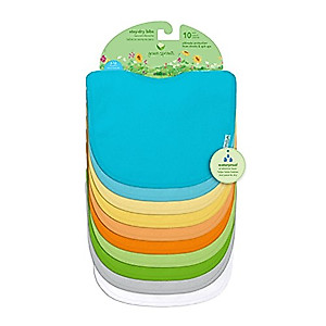 green sprouts Stay-dry Bibs (10-Pack), Aqua Set, 3-12 Months