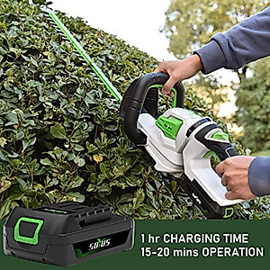 Cordless Hedge Trimmer Battery&Charger SOYUS 20V 2.0AH Electric Hedge Trimmer 22In Dual Action Blades 3/4’’ Cutting Capacity Bush Trimmer for Bush Shrub Branch