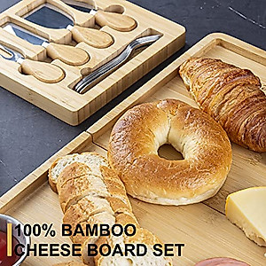 SunClenase Foldable Charcuterie Boards Gift Set - Bamboo Cheese Board and Knife Set - Large Charcuterie Board Set- Perfect Housewarming & Wedding Gifts