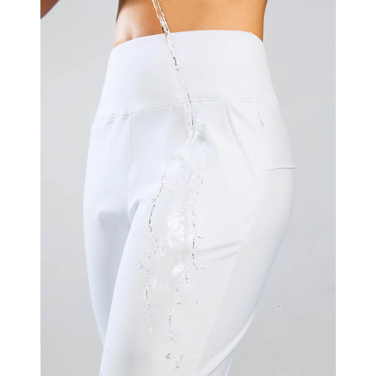 SANTINY Women's Fleece Lined Joggers Water Resistant High Waisted Thermal Sweatpants Winter Pants Hiking Running Pockets(White_M)