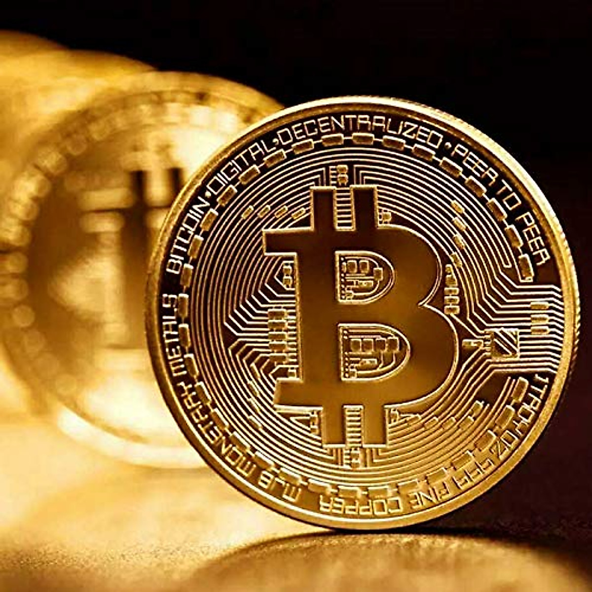 Bitcoin Commemorative Coins, Gold-Plated Coin Art Collection, Metal Antique Coin-Like Bitcoin with a Watch case (Gold)