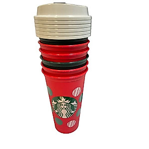 Starbucks Reusable Color Changing 6 Hot Cups - Limited Edition Holiday & Christmas Gift Hot Cups With Lids - 16 Ounces - (Pack of 6)