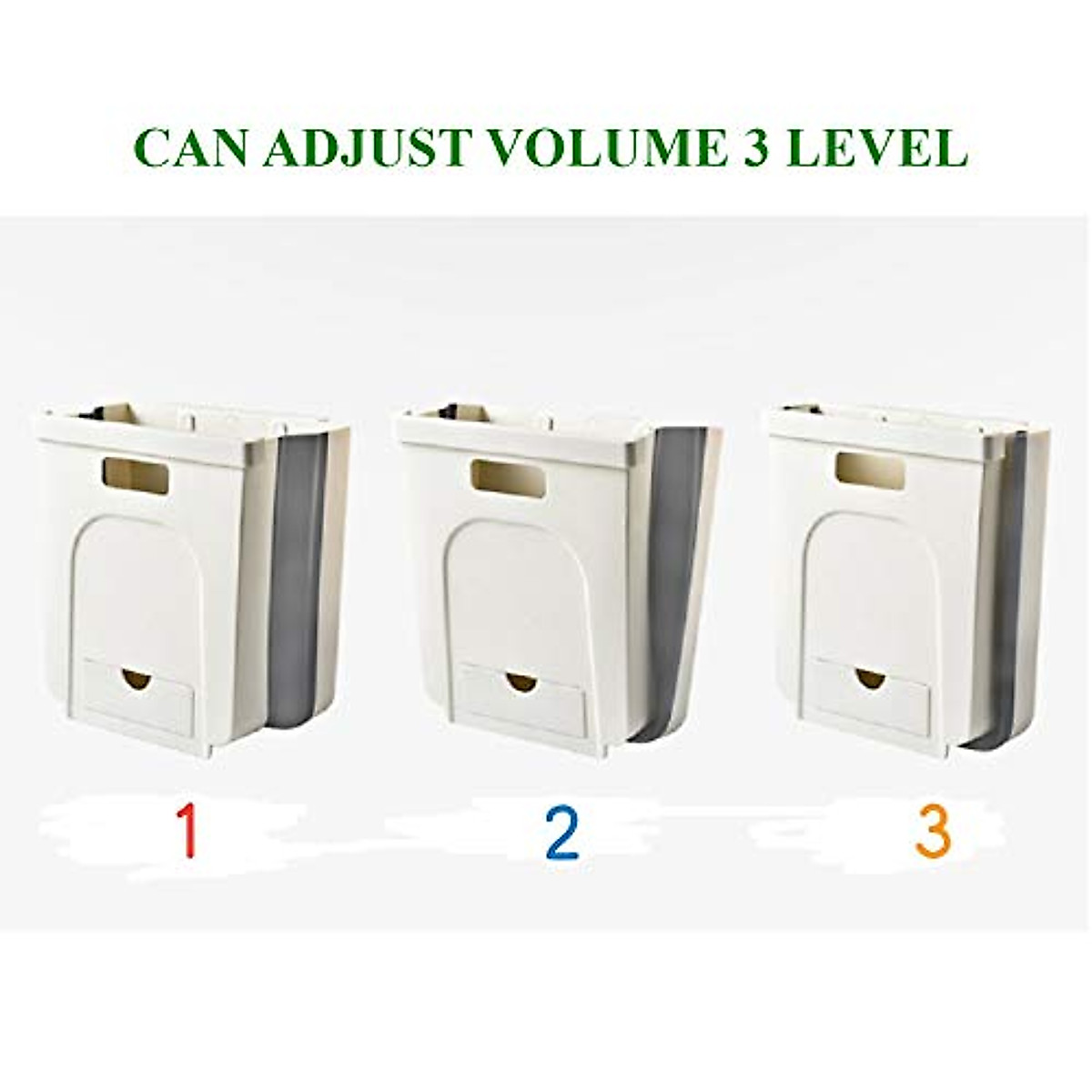 Upgrate Foldable Trash Can 9L Hanging Folding Garbage Bin with Waste Bag Pocket for Home & Portable Outdoor Collapsible Trash Bin (White)