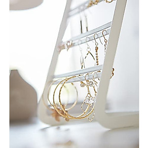 YAMAZAKI Home Earring Display Stand-Holder Steel | Jewelry Organizer, One Size, White