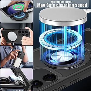 Samsung Galaxy S23 Ultra Case Compatible with MagSafe,Magnetic Ring Holder, Invisible Kickstand,Shockproof Military Grade Drop Protection,Matte Transparent Cover for S23 Ultra Cases,Black