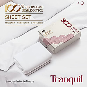 Mayfair Linen 800-Thread-Count Egyptian Quality Pure Cotton Sheets, White California King Size Bed Sheet Set, Long Staple Cotton, Sateen Weave for Soft Feel, Fits Mattress Upto 16'' DEEP Pocket
