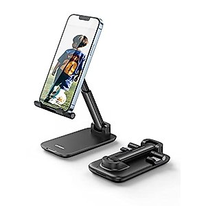 UGREEN Phone Stand Desk Foldable Holder Height Adjustable Cell Phone Cradle Dock Compatible with iPhone 14 Pro 14 Plus 13 Pro Max 12 11 SE XS XR 8 7Plus, Galaxy S23, and All Phones Black