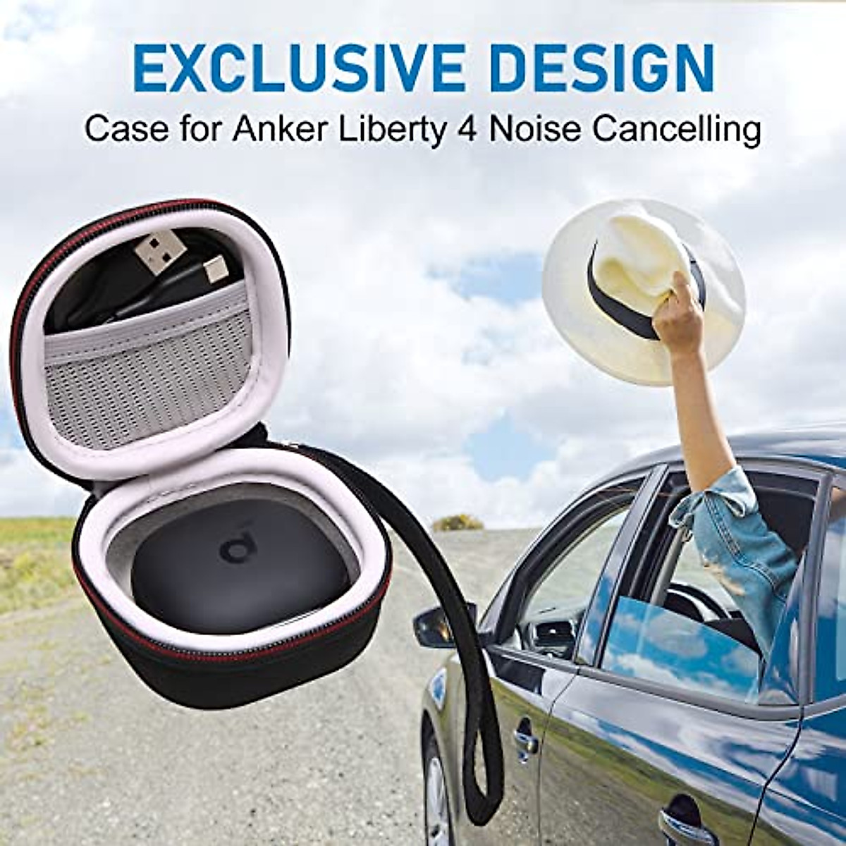 LTGEM EVA Hard Case for Soundcore by Anker Liberty 4 / Liberty 3 Pro Noise Cancelling Earbuds - Travel Protective Carrying Storage Bag (Sale Case Only)
