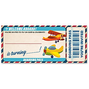 VAHATAN Airplane Birthday Party Invitations 20 Pack Airplane Ticket Invitations with Envelopes Invites Cards for Birthday Party