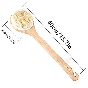 Ithyes Body Brush Dry Brushing Back Scrubber Shower Bath Brush Bamboo Wood Long Handle Natural Bristles exfoliating Massage Improve Blood Circulation Cellulite