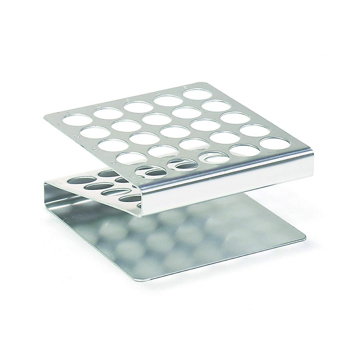 ULAB Scientific Test Tube Rack Set, Z Shape, Suitable for Tubes of Dia. ≤16mm, 1pc in Stainless Steel, 1pc in Aluminum, UTR1003