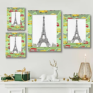 Red Yellow Bus Car 4x6 Picture Frame, Cartoon Wooden Photo Frames for Tabletop and Wall Display, Picture Frame Home Office Decor