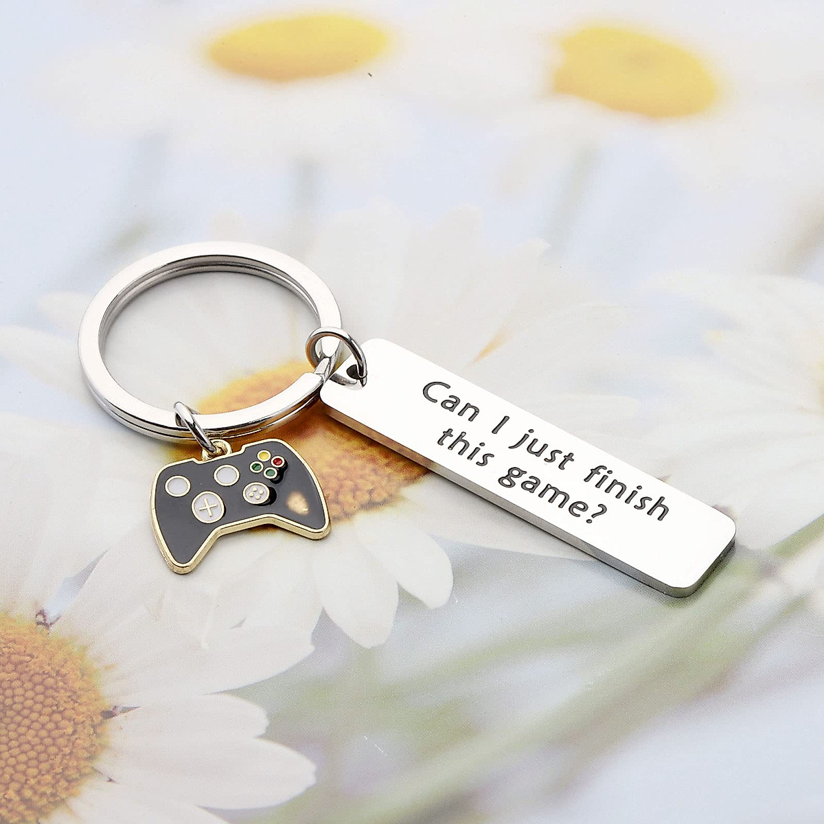 TGBJE Game Controller Keychain - Funny Gamer Gift for Gaming Fans and Enthusiasts - Can I Just Finish This Game