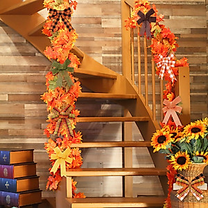 Whaline 10 Rolls 50 Yards Plaid Burlap Ribbon Rolls 1 Inch Fall Wrapping Ribbon Thanksgiving Ribbon Autumn Decorative Ribbon for Autumn Harvest Thanksgiving Wreath Decoration