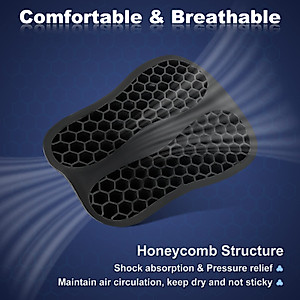 SKYJDM Foldable Passenger Motorcycle Gel Rear Seat Cushion, 3D Honeycomb Structure Shock Absorption & Breathable Motorcycle Gel Seat Rear Pad for Long Rides (S)