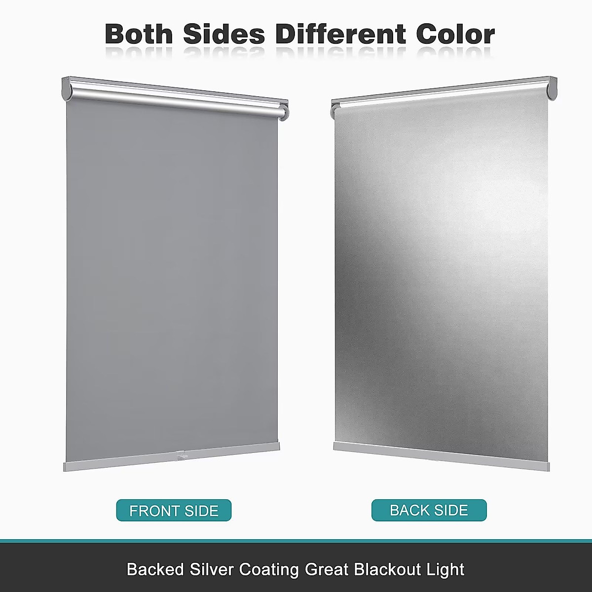 Changshade Cordless & Blackout Roller Shade, Room Darkening Rolled Up Shade, Fabric Window Blind, for Light Blocking/Sun Protection, 24 inches Wide, Gray ROL24GY72A