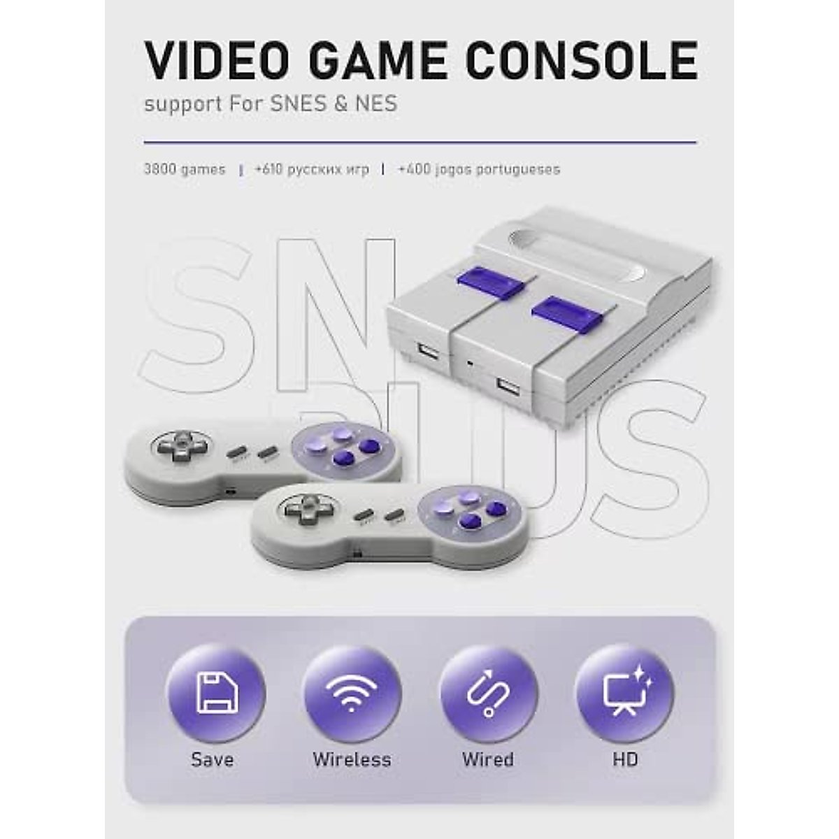 Super Classic Retro Game Console,4K HDMI Video Game System with Built in 2200+ Old School Classic Games and Dual Game Controllers Wireless,Support TF Card and Plug and Play.