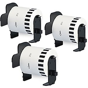 SAILNER Compatible Label Replacement for Brother DK-2251 (2.4" X 50 Ft.) Continuous Paper Tape Black/Red, Use with Brother QL Label Printers - 3 Rolls + 3 Frames DK-2251