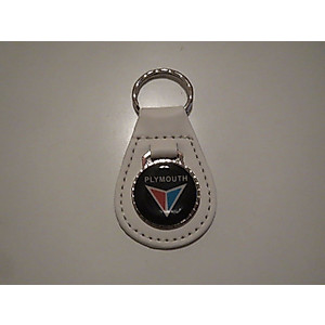 1960's BELVEDERE SAVOY PLAZA FURY VIP VALIANT BLUE & RED LOGO LEATHER KEYCHAIN - WHITE