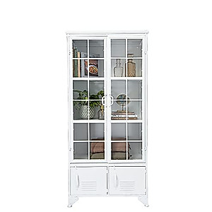 Creative Co-Op Metal Shelves & 4 Doors Cabinets and Shelf Units, White