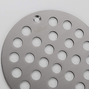 VOURUNA 4-Inch Screw-in Shower Drainer Cover Replacement Floor Strainer Floor Drain Brushed Nickel
