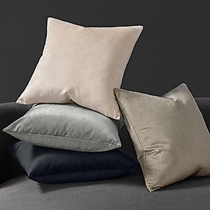 Phantoscope Pack of 2 Velvet Decorative Throw Decorative Pillow Cover Soft Solid Square Cushion Case for Couch Black 18 x 18 inches 45 x 45 cm