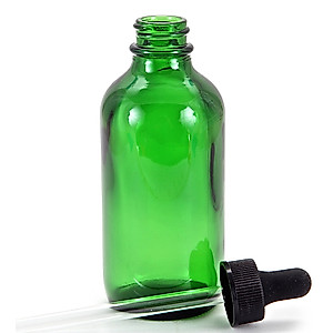Vivaplex, 6, Green, 4 oz Glass Bottles, with Glass Eye Droppers