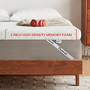 Dourxi Queen Size Mattress Topper 3 Inch Dual Layer Memory Foam Mattress Topper for Pressure Relief & High Density Foam for Body Support,Extra Firm Matress Topper with Washable Soft Cover