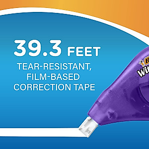 BIC Wite-Out Brand EZ Correct Correction Tape, 19.8 Feet, 4-Count Pack of white Correction Tape, Fast, Clean and Easy to Use Tear-Resistant Tape Office or School Supplies