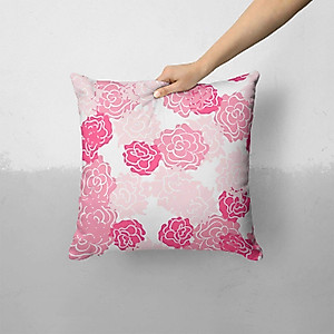 iiRov Pale Pink and Red Cartoon Roses - Custom Decorative Home Decor Indoor or Outdoor Throw Pillow Cover Plus Cushion Set for Sofa, Bed or Couch (Pillow CASE Cover Plus Cushion)