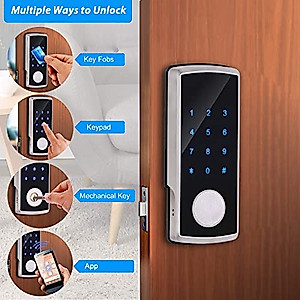 Front Door Keyless Entry Door Locks Deadbolt Locks with Keypads, Bluetooth Door Locks Touchscreen APP Keyless Door Locks for Apartment Home Hotel Office, Auto Lock